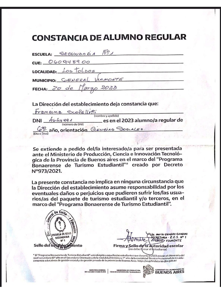 Constancia de Alumno Regular | PDF