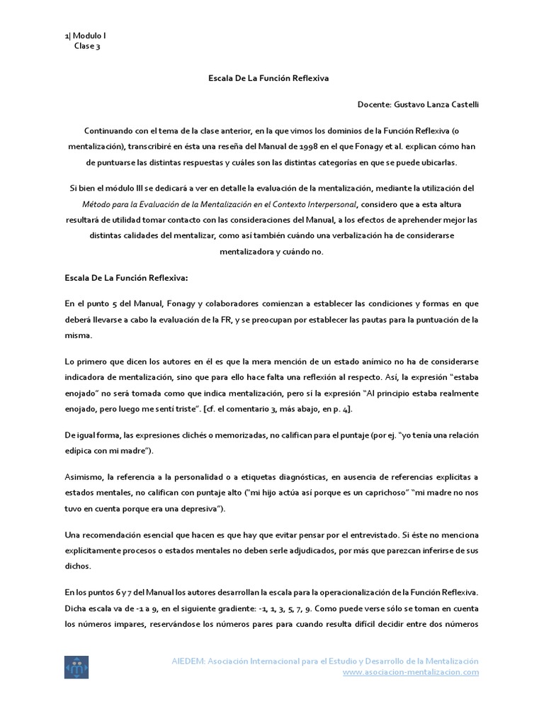 Evaluación de la Función Reflexiva | PDF | Mente | Experiencia