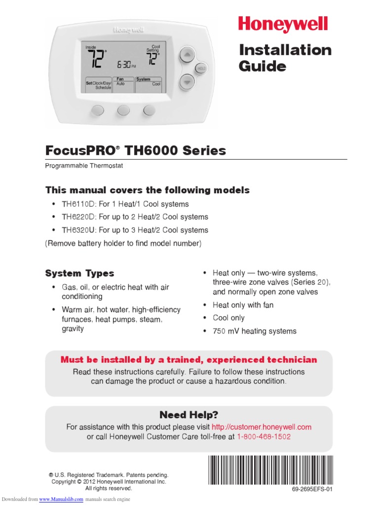 Focuspro th6000 Series | PDF | Thermostat | Water Heating