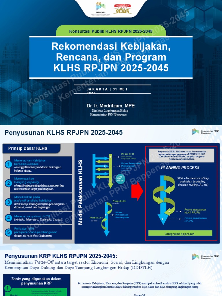 02 BAPPENAS Bahan Paparan Direktur LH Konsultasi Publik KLHS RPJPN 2025-2045 | PDF