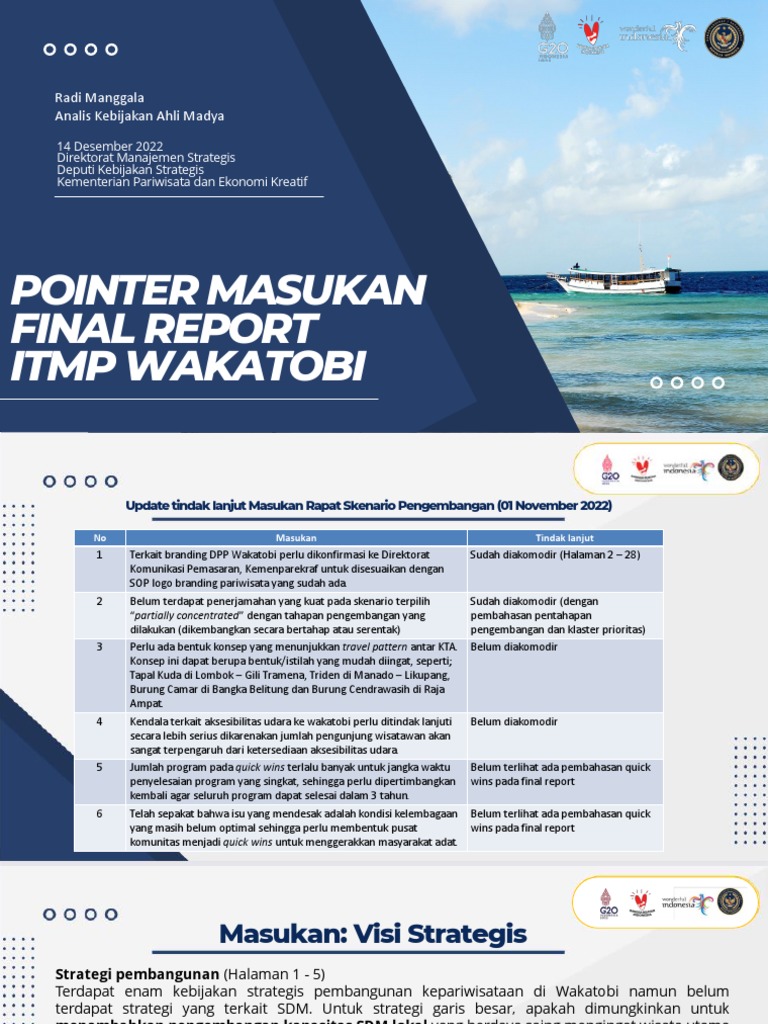 2022.12.14 Pointer Masukan Rapat Final Report ITMP Wakatobi v5 | PDF