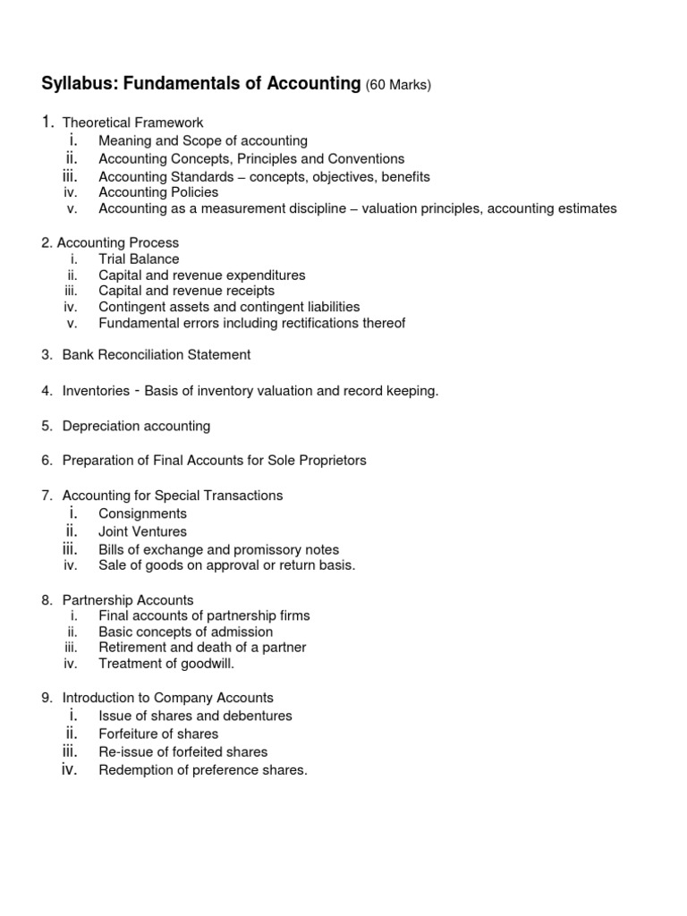Fundamentals of Accounting Syllabus | PDF