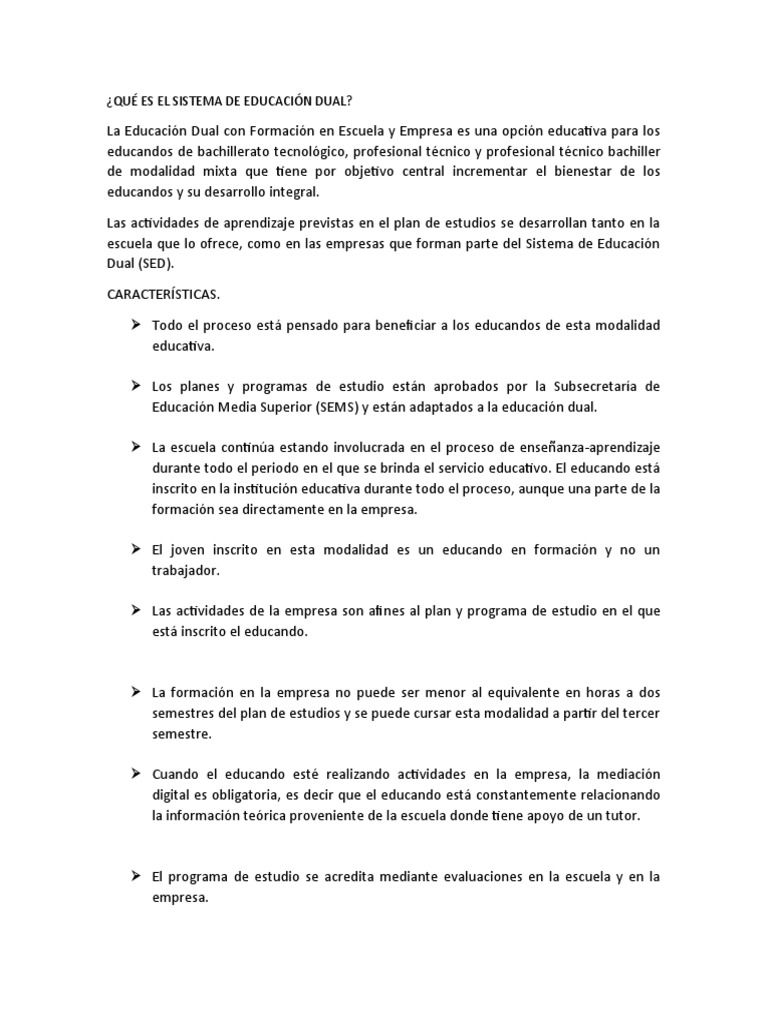 Qué Es El Sistema de Educación Dual | PDF | Plan de estudios | Business