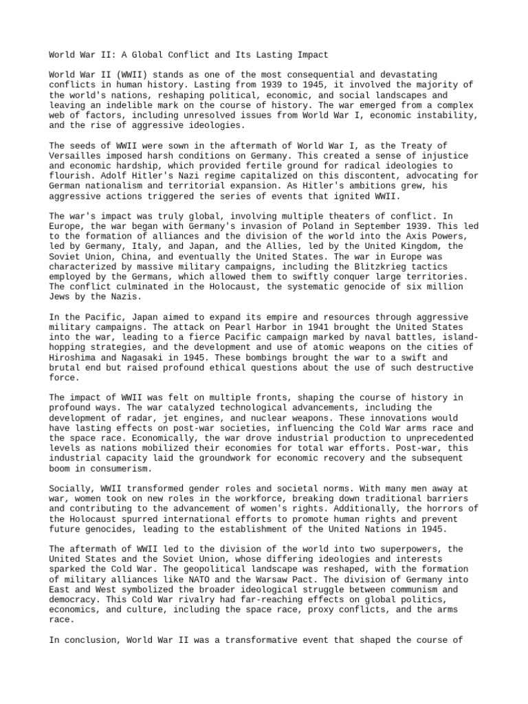 Conclusion of World War II's Impact | PDF | Politics