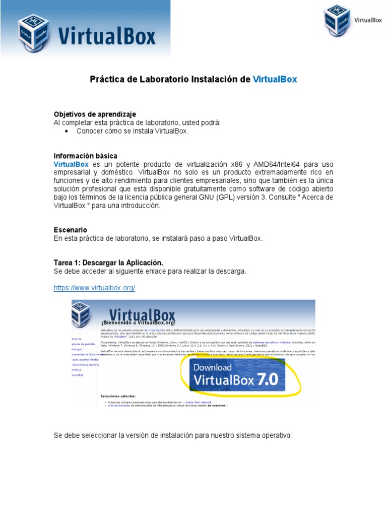 Práctica de Laboratorio Instalación VirtualBox | PDF