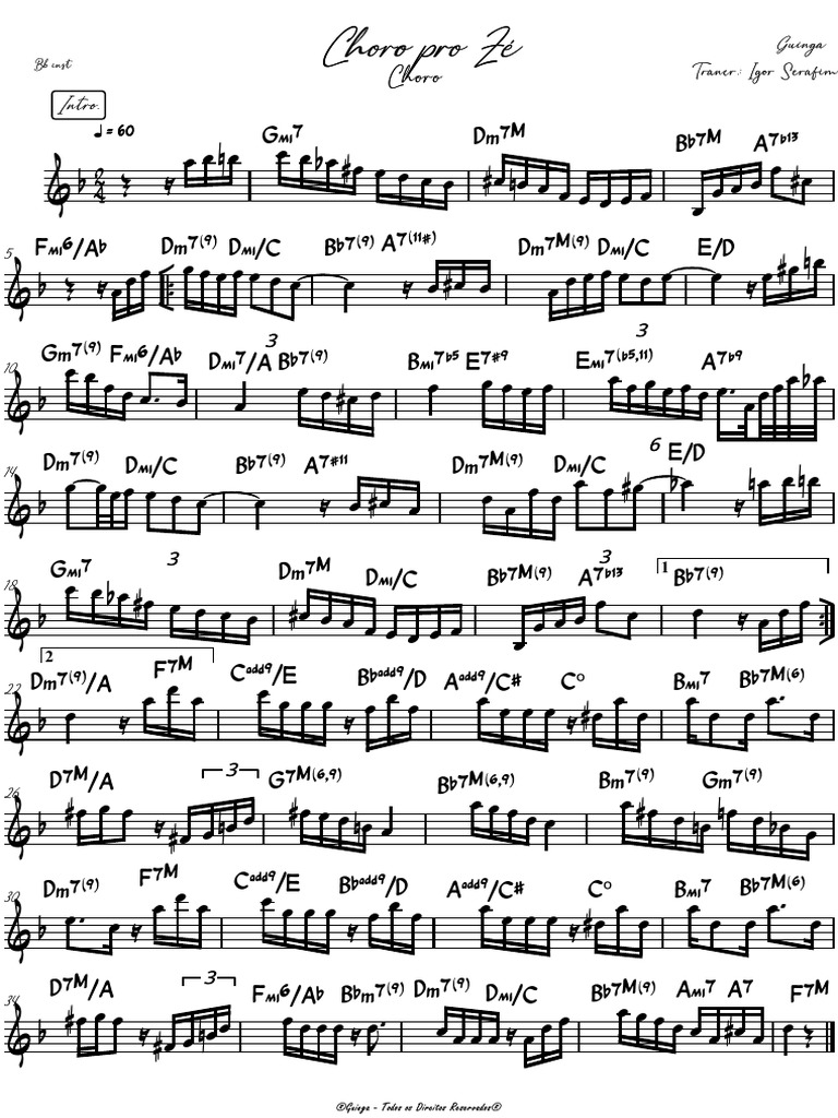Choro Pro Zé - Guinga BB Inst | PDF