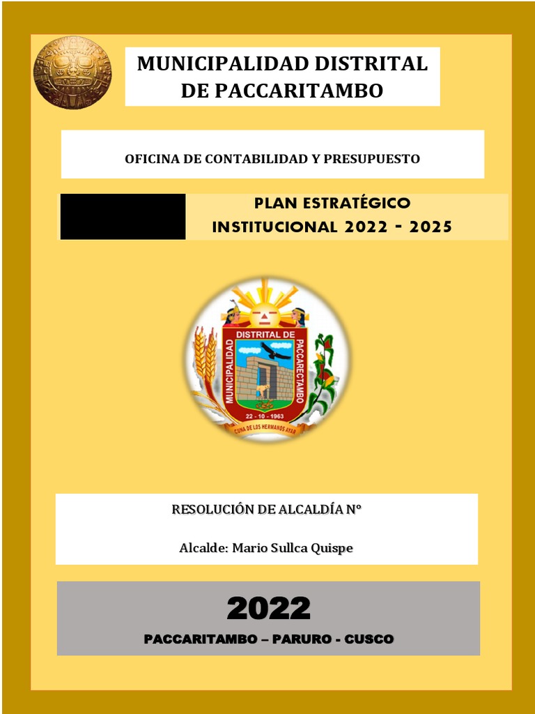 Plan Estratégico Paccaritambo 2022-2025 | PDF | Politica social ...
