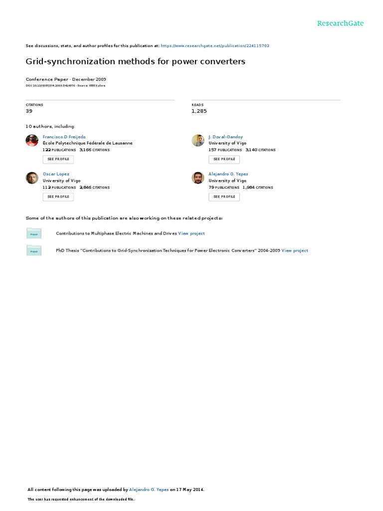 Grid-Synchronization Methods For Power Converters | PDF