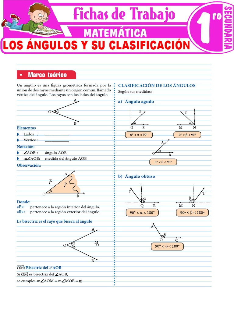 Los Angulos y Su Clasificacion para Primer Grado de Secundaria | PDF