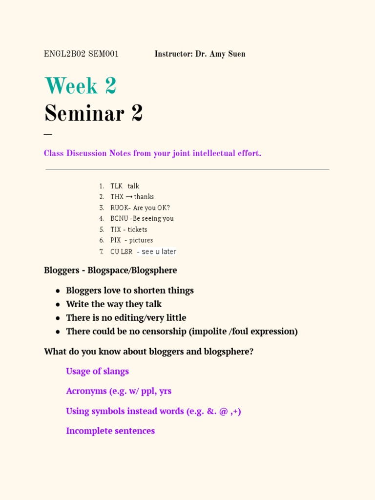 Class Notes SEM001 | PDF