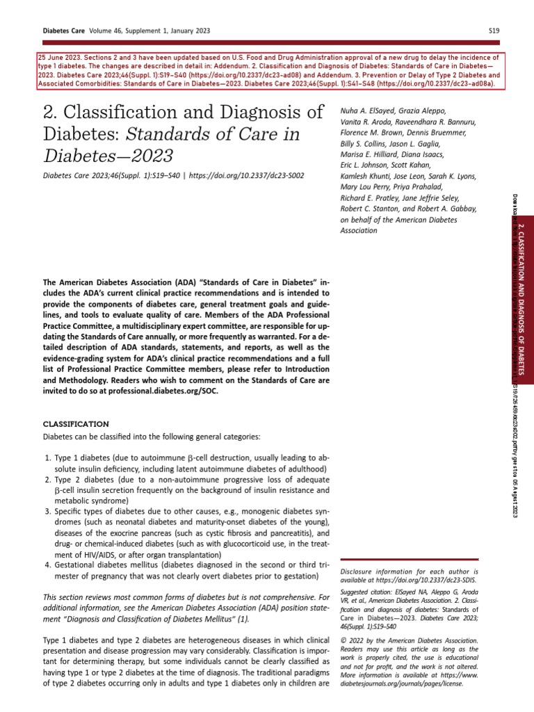 Diabetes Classification and Diagnosis 2023 | PDF