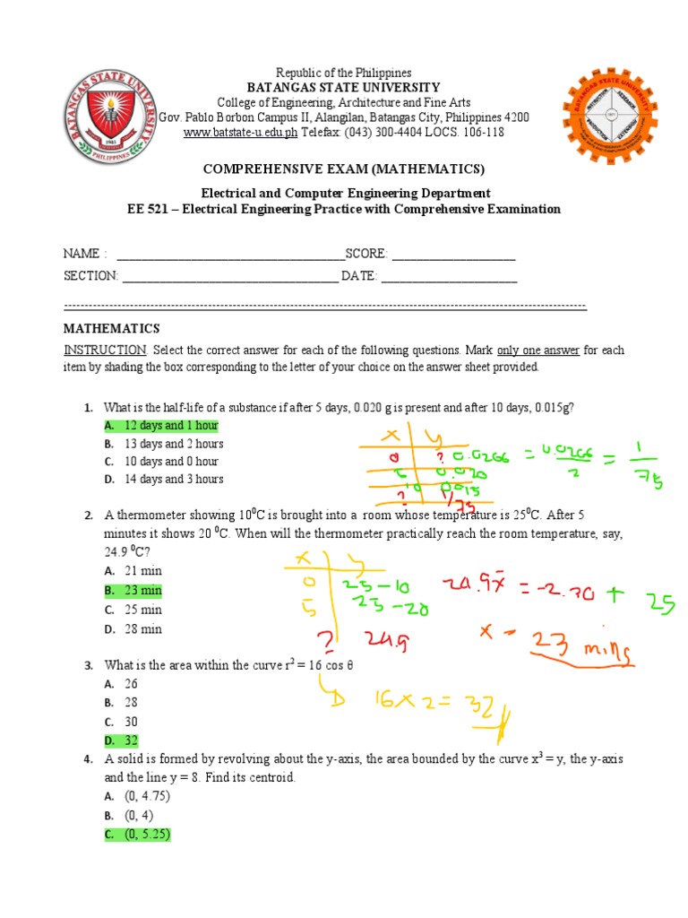 Math With Answer (Type A) | PDF | Circle | Area