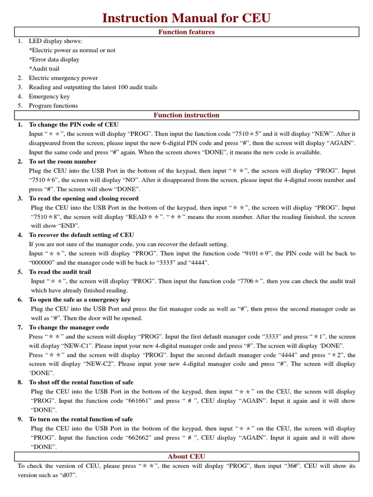 Manual CEU Nova Safe | PDF