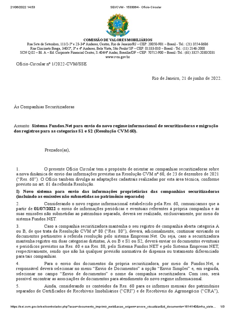 Ofício Circular Nº 12022 CVMSSE | PDF Ofício Circular Nº 12022 CVMSSE | PDF
