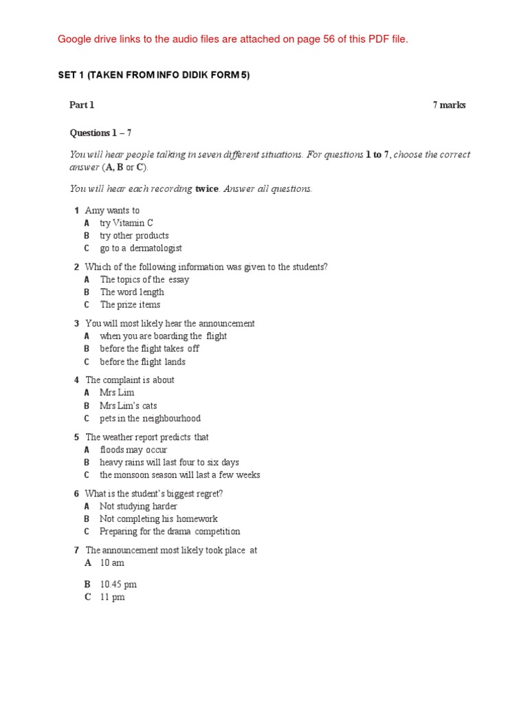 2021 Spm Listening Module Bahasa Inggeris 3 Pdf Vaccination