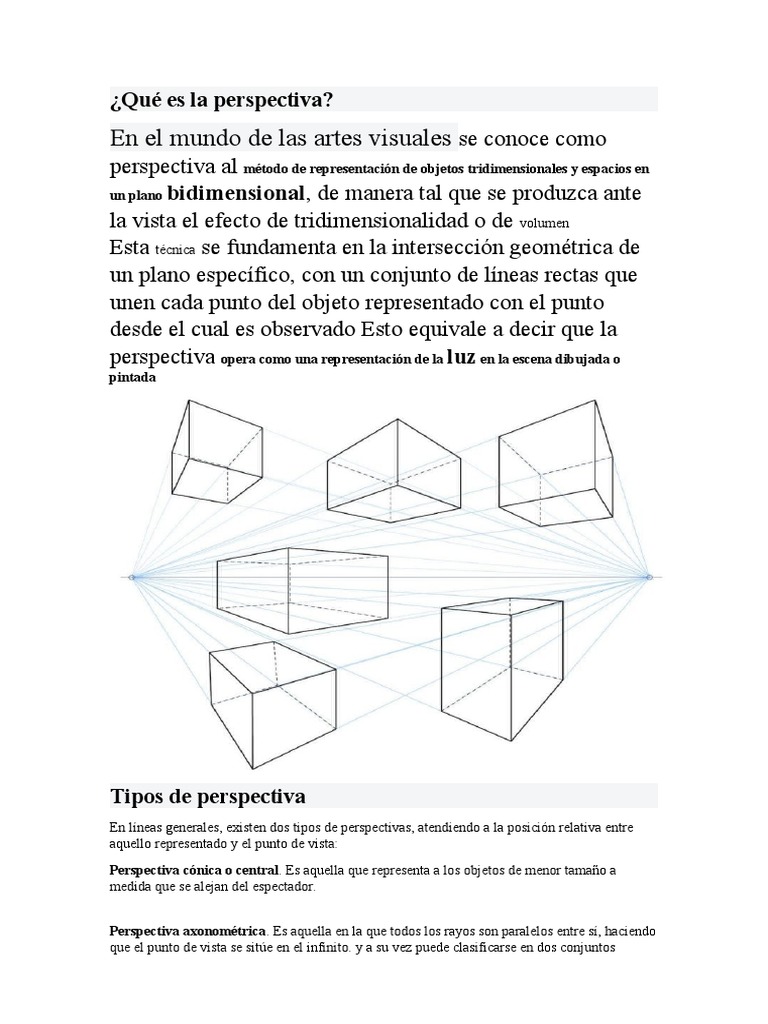 Definición y tipos de perspectiva | PDF | Perspectiva (Gráfica) | Geometría