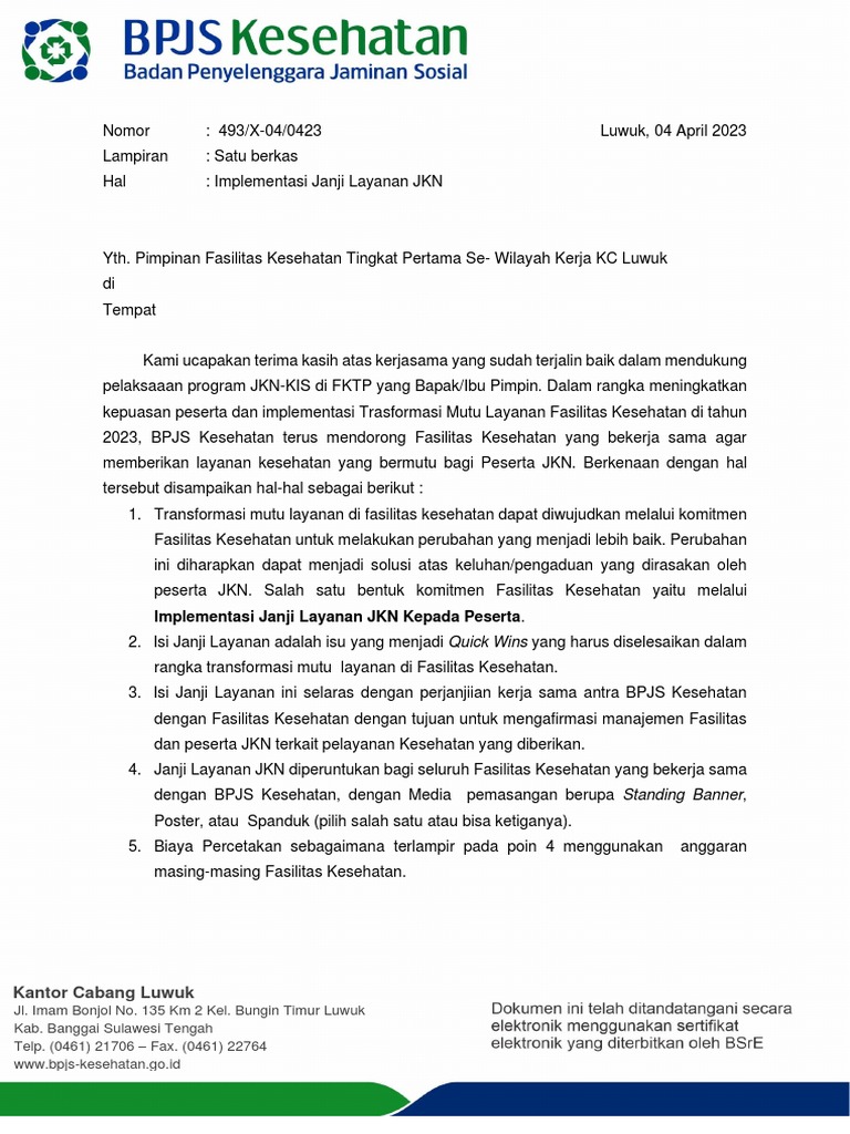 Surat Janji Layanan Fktp Pdf