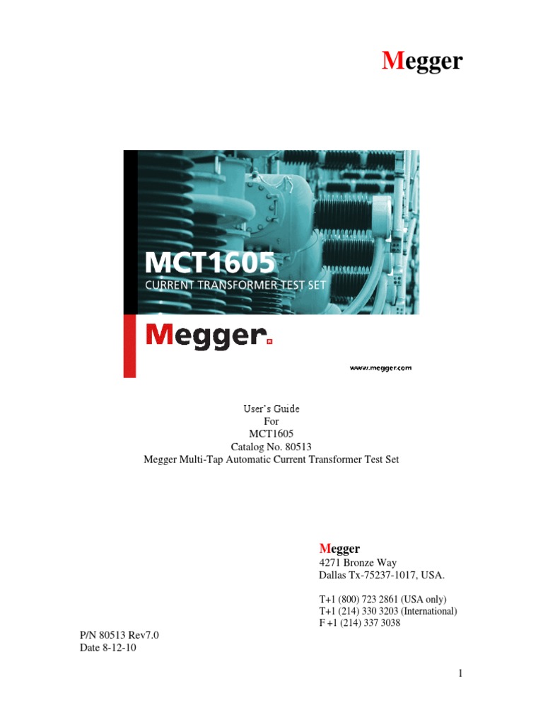 Megger MCT1605 User Guide | PDF