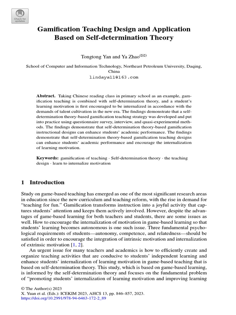 Gamification Teaching Design and Application Based On Self ...