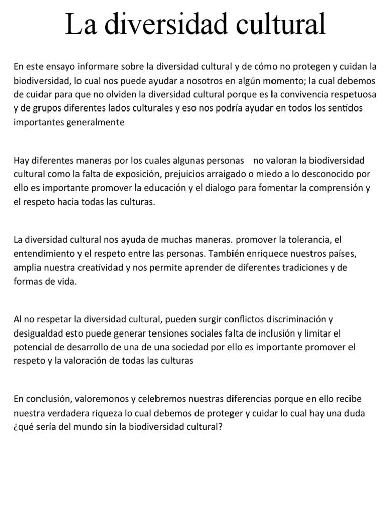 La Diversidad Cultural | PDF