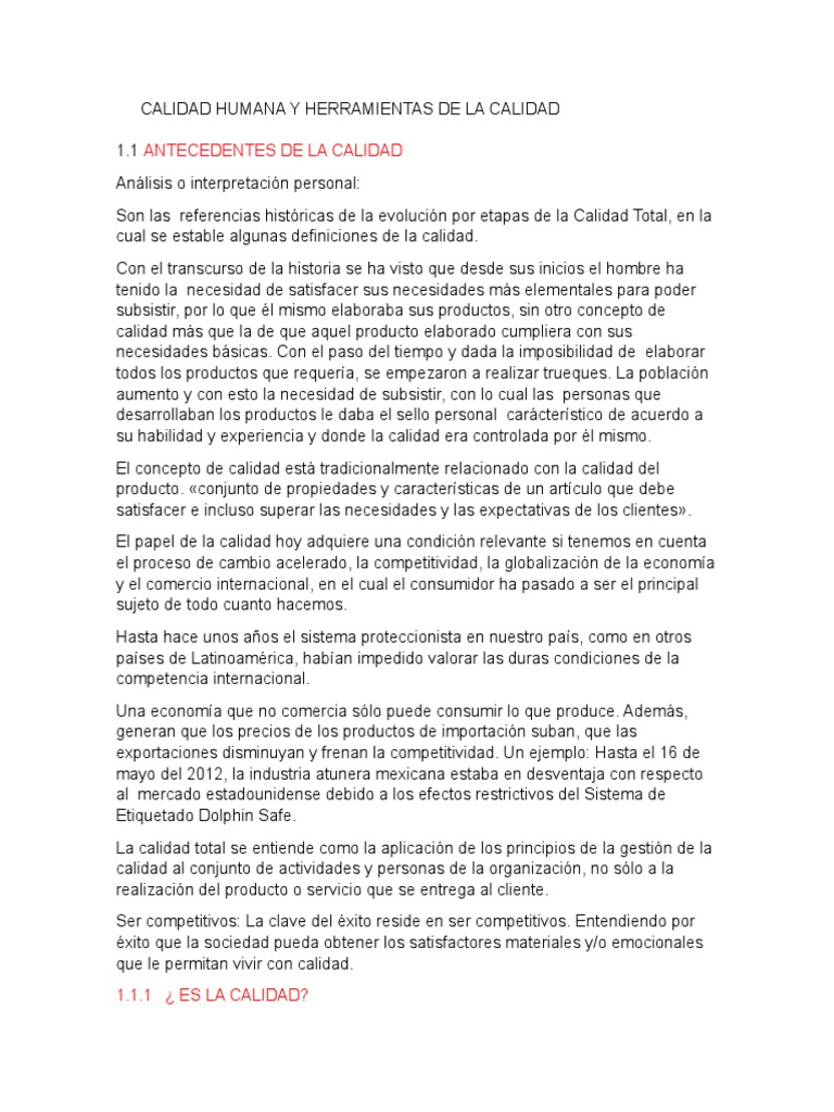 Tarea Num 1 Recursos Humanos | PDF | Calidad (comercial) | Lean Manufacturing