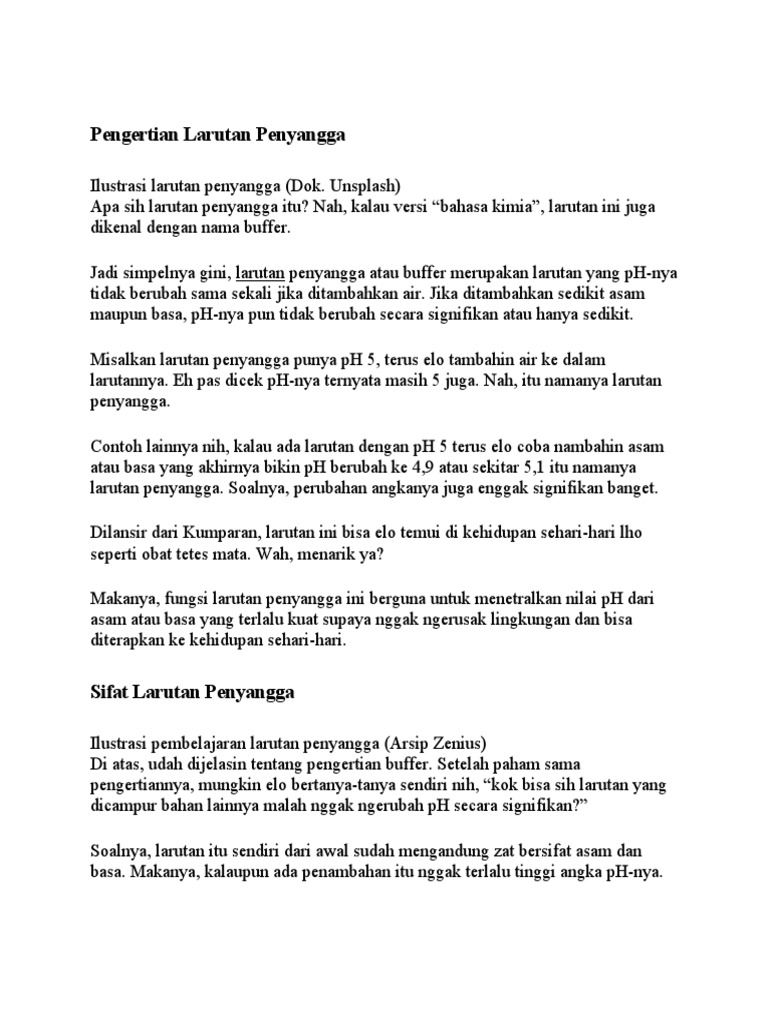 Pengertian Larutan Penyangga | PDF