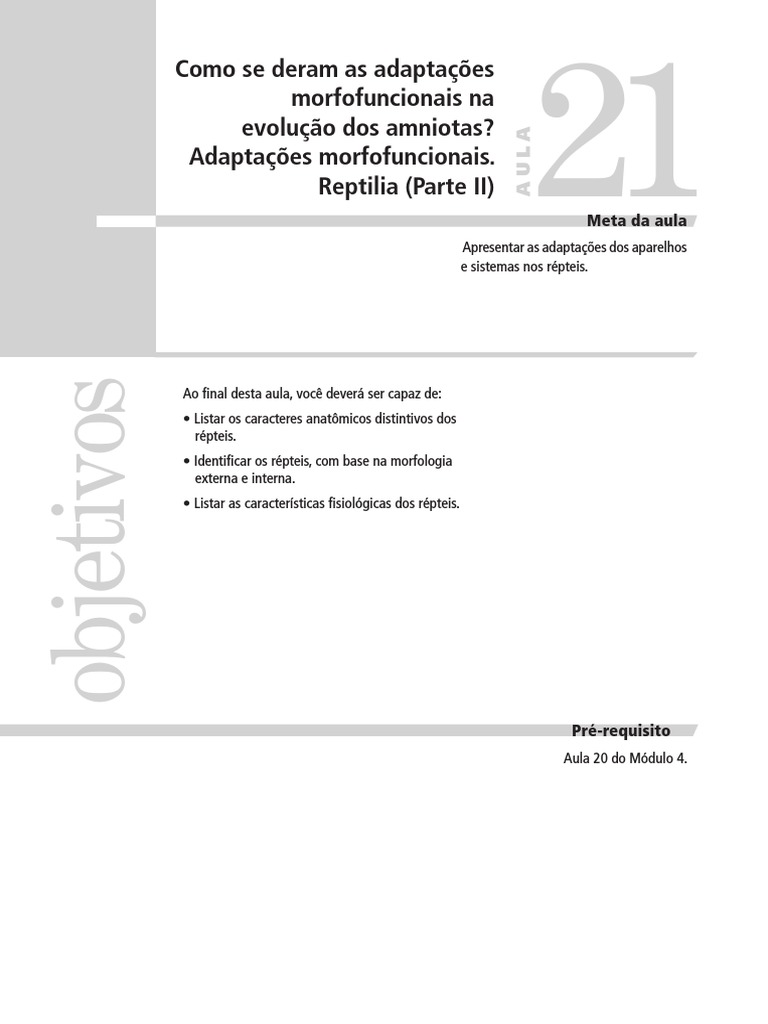 Diversidade Biologica Dos Deuterostomados Aula 21 Volume3 | PDF | Sistema circulatório | Réptil