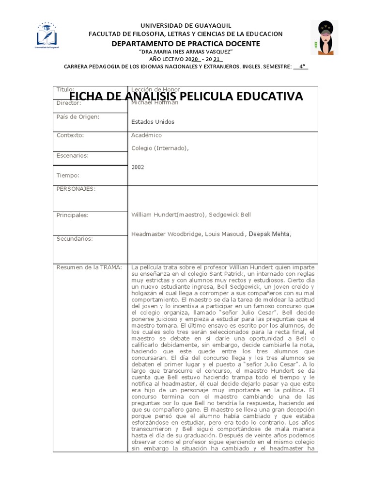 Ficha de Analisis de Pelicula | PDF | Maestros