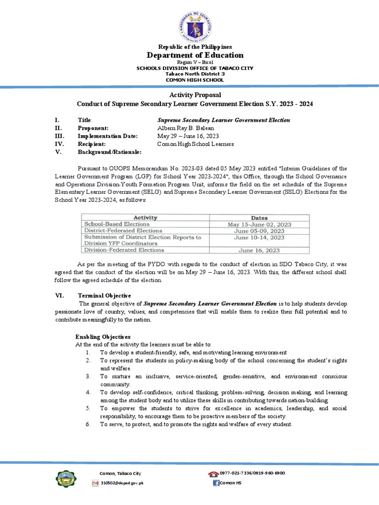 Student Government Election Plan | PDF