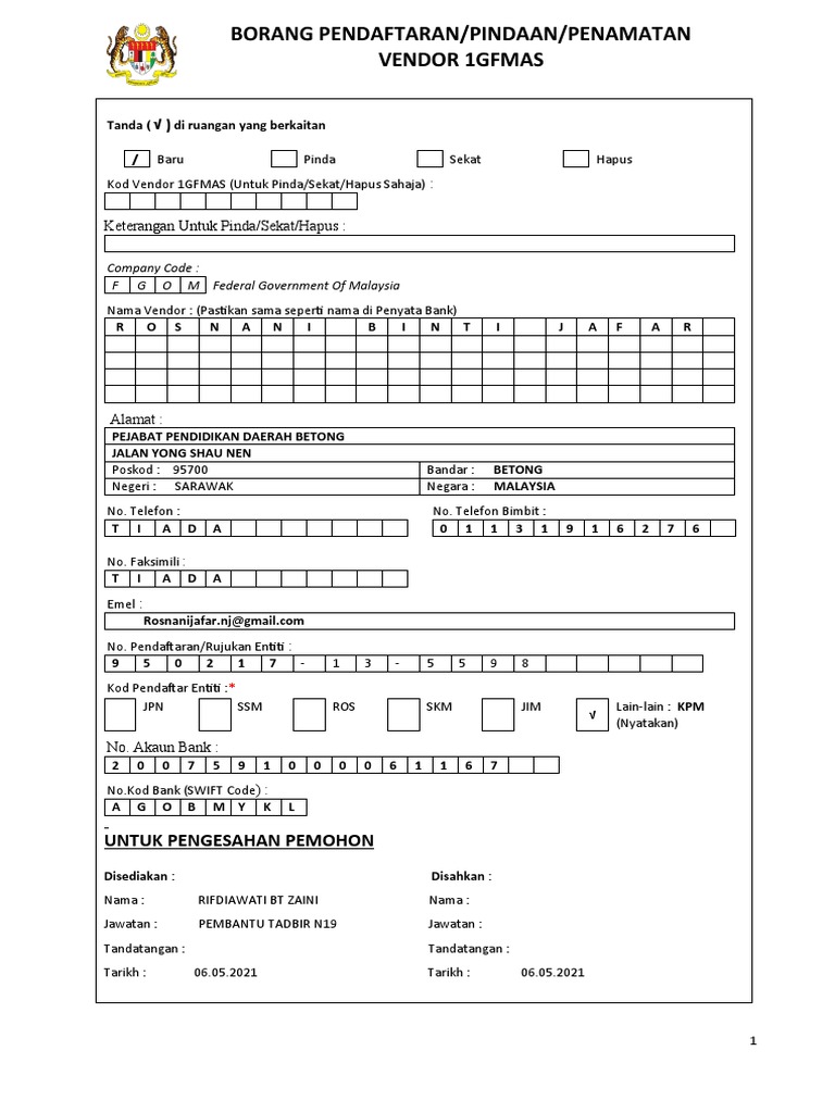 Borang Vendor | PDF
