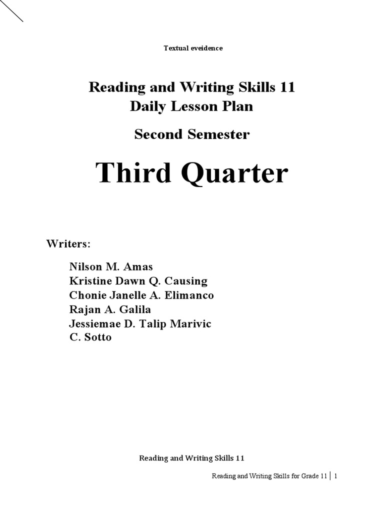 English SHS - Reading and Writing Skills | PDF English SHS - Reading and Writing Skills | PDF