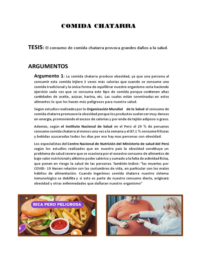 Comida Chatarra | PDF | Comida chatarra | Alimentos