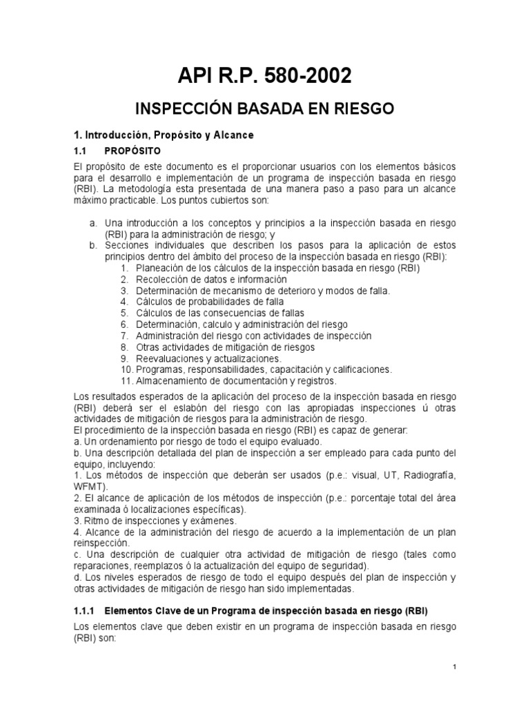 API RP 580-2002 Inspección Basada en Riesgo | PDF