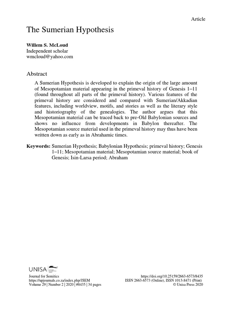 The Sumerian Hypothesis | PDF | Sumer | Mesopotamia