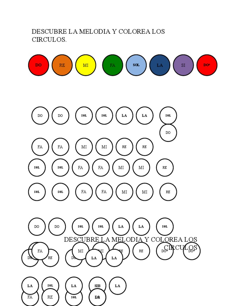 Colorea Notas Musicales en Círculos | PDF