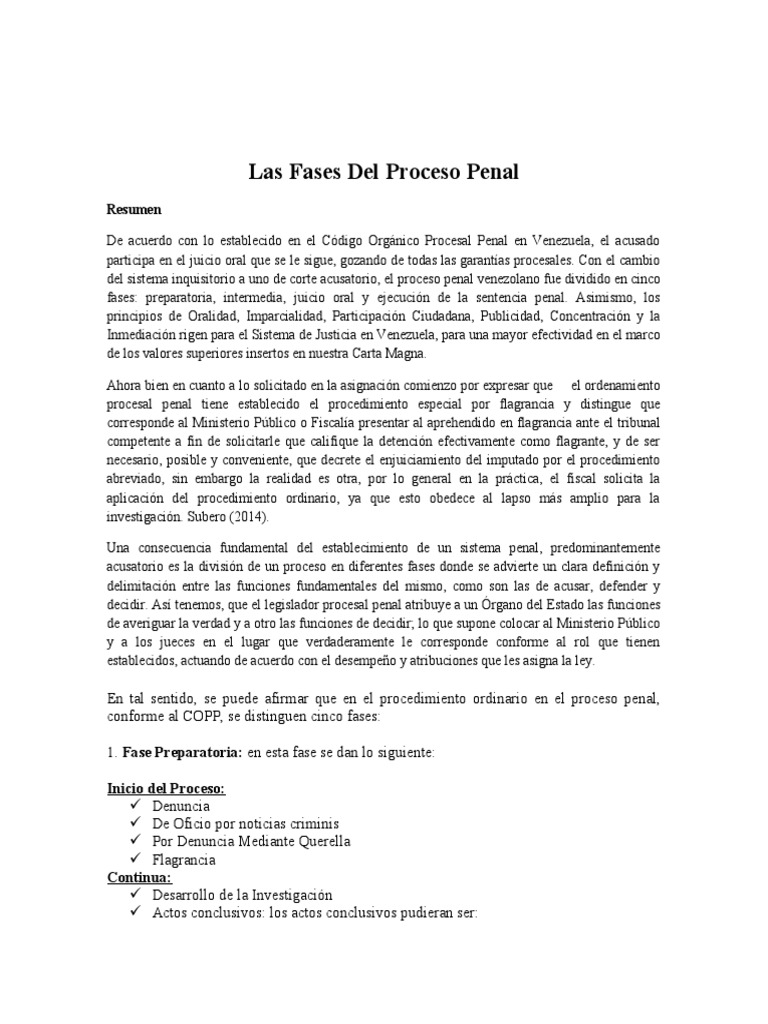 Las Fases Del Proceso Penal | PDF
