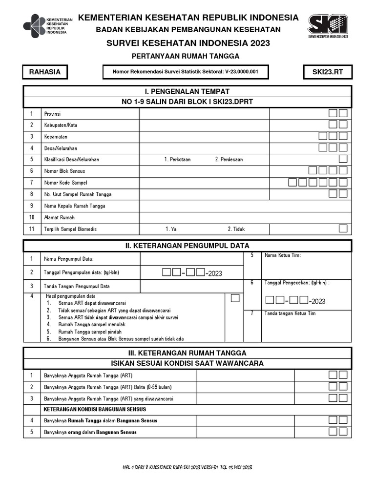 Final Cetak Kuesioner Ski - Ruta - Versi 31 150523 | PDF