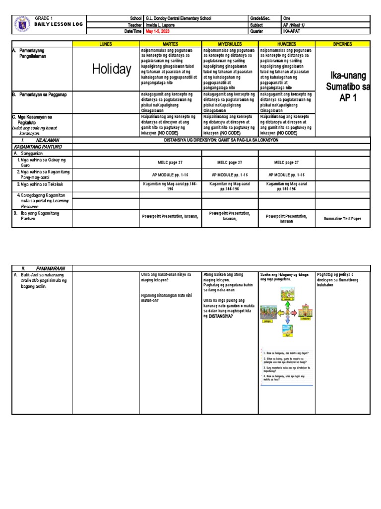 Q4 - DLL - Ap1 - Week 1 | PDF