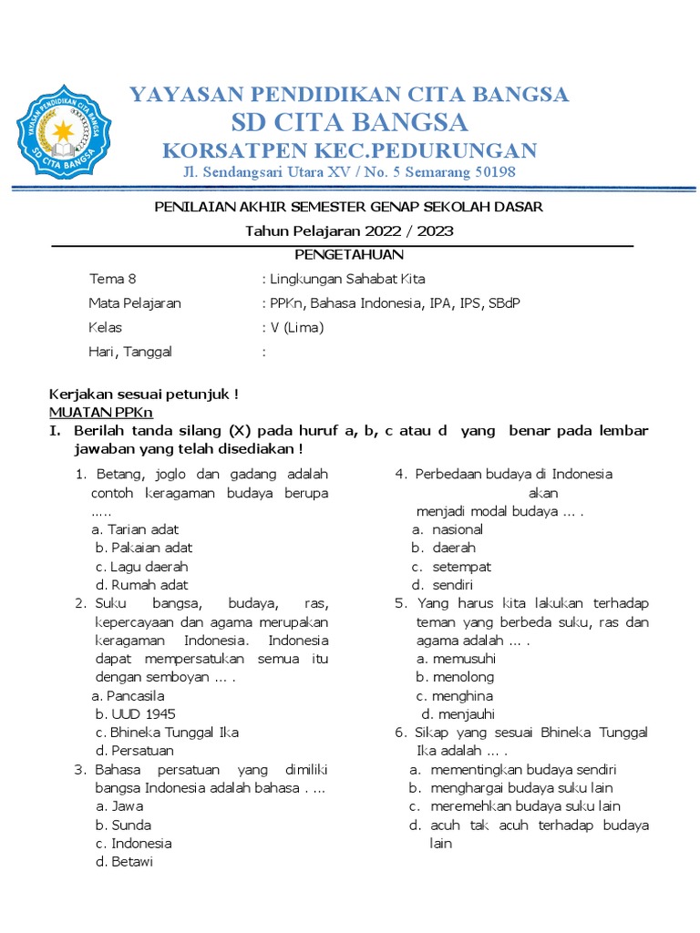 Pas Tema 8 Kls 5 | PDF