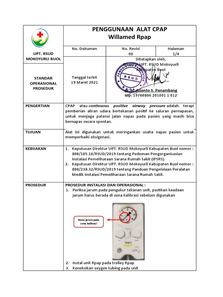 SPO Pengoperasian CPAP | PDF