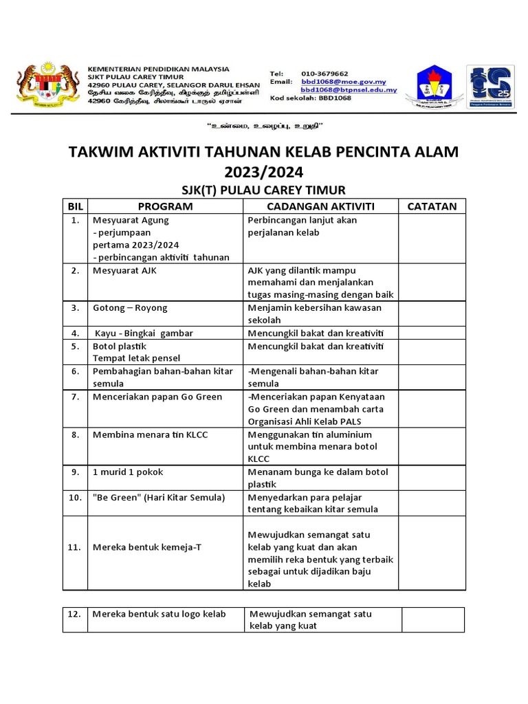 Takwim Kelab Pencinta Alam | PDF
