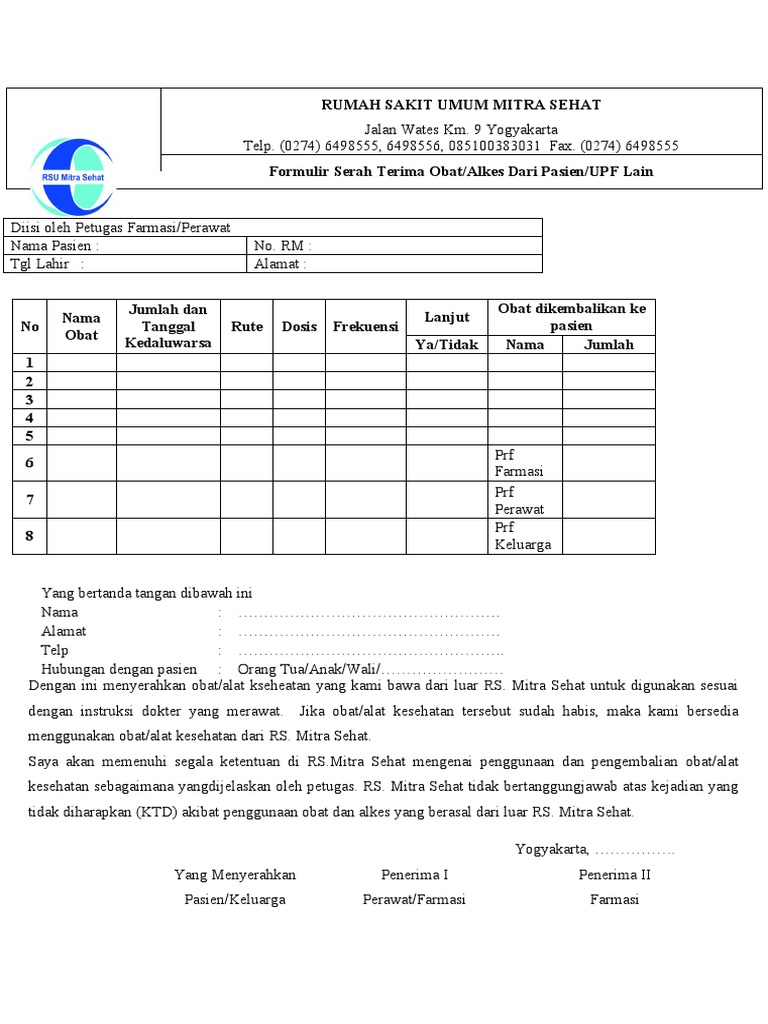 Formulir Serah Terima Obat Pdf
