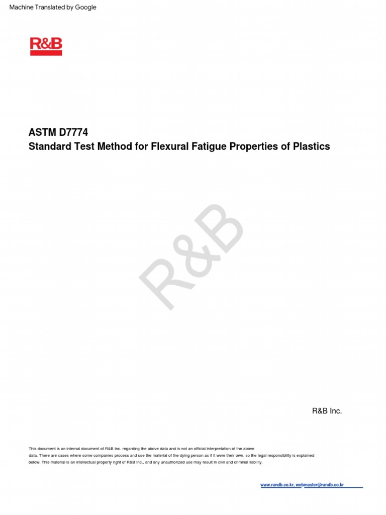 Astm D7774 Standard Test Method For Flexural Fatigue Properties Of Plastics Pdf