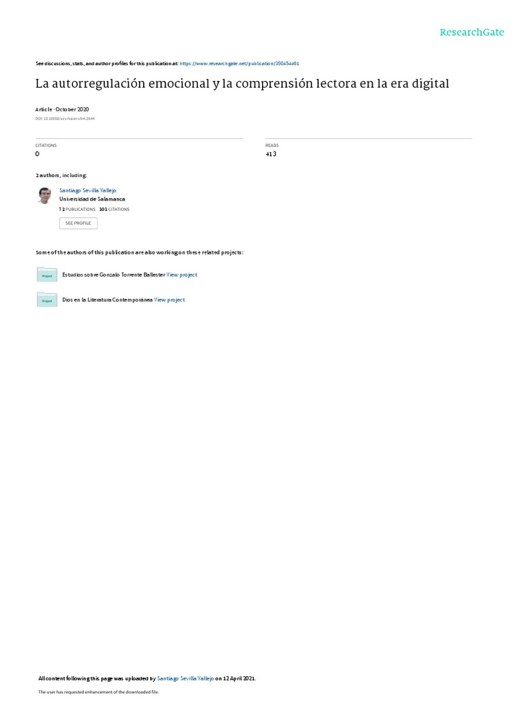 Autorregulación emocional y lectura digital | PDF | Las emociones ...