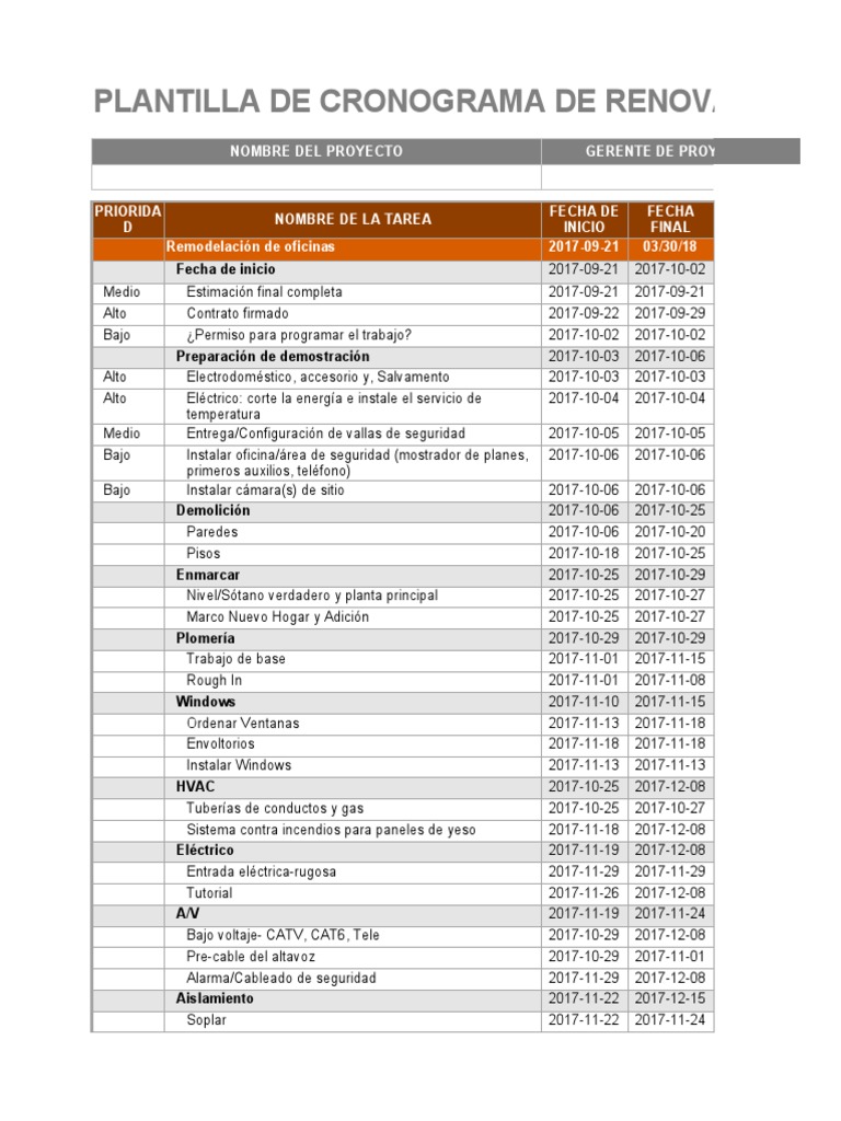 IC Office Renovation Timeline Template Updated 27047 ES | PDF
