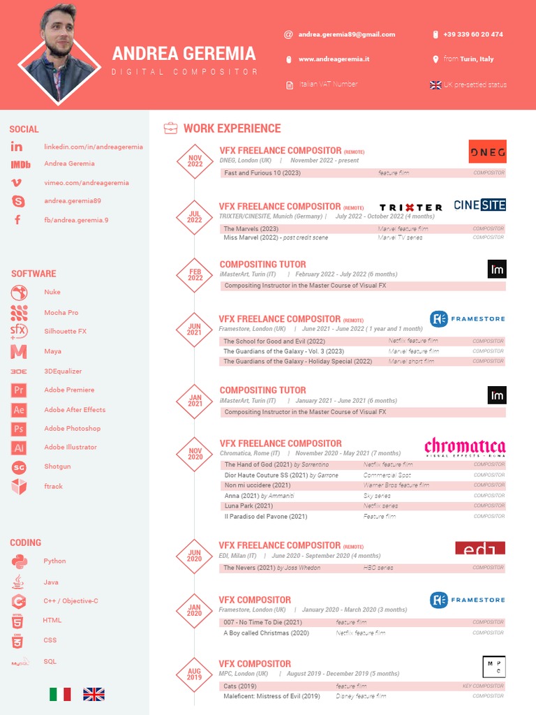Andrea Geremia Resume | PDF | 3 D Computer Graphics | Computing