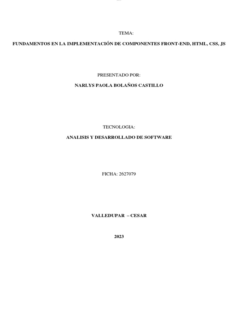 Fundamentos en La Implementación de Componentes Front-End, HTML, CSS ...