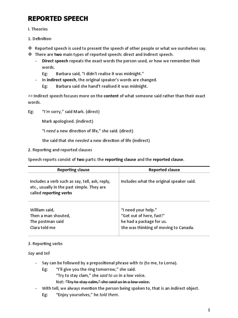 Reported Speech | PDF | Linguistic Morphology | Semantic Units