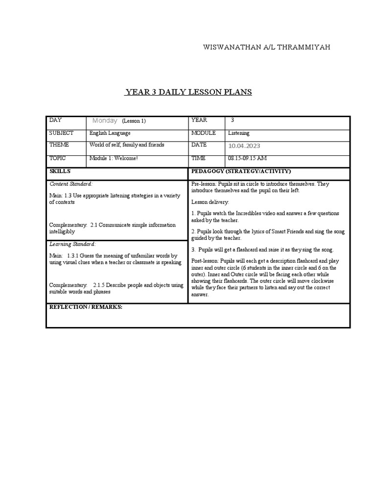 BI Year 3 | PDF | Phonics | Lesson Plan