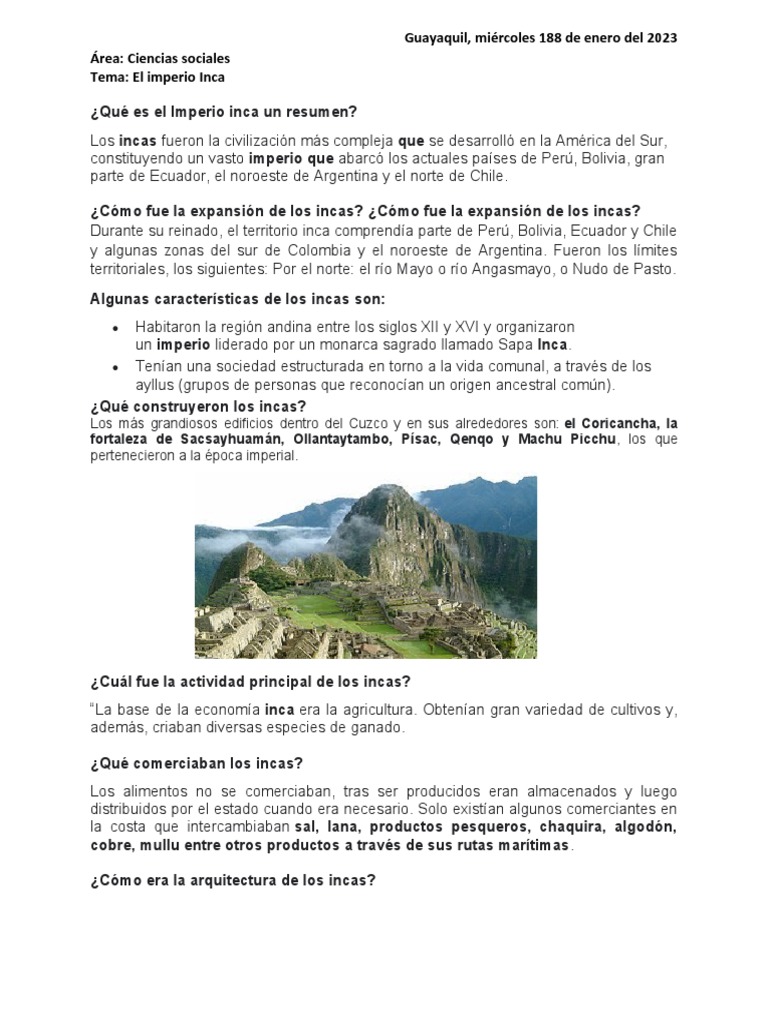 El Imperio Inca: Sociedad y Cultura | PDF | Imperio Inca | Andes